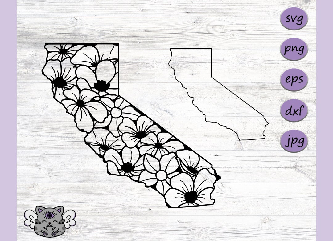 California Svg Digital Cut File, Embriodery File, Jpeg, Eps, Png, Dxf ...