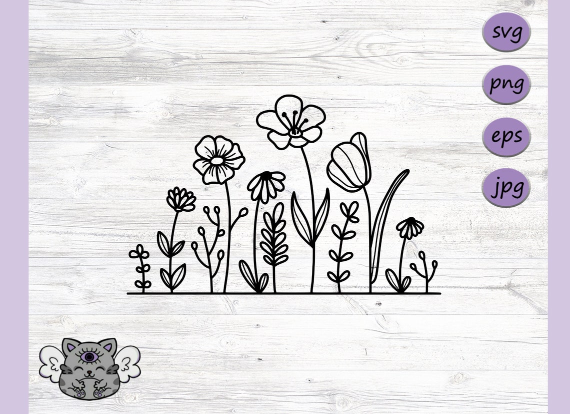 Wildflower Border Svg, Floral Border Svg, Wildflower Monogram Frame Svg ...