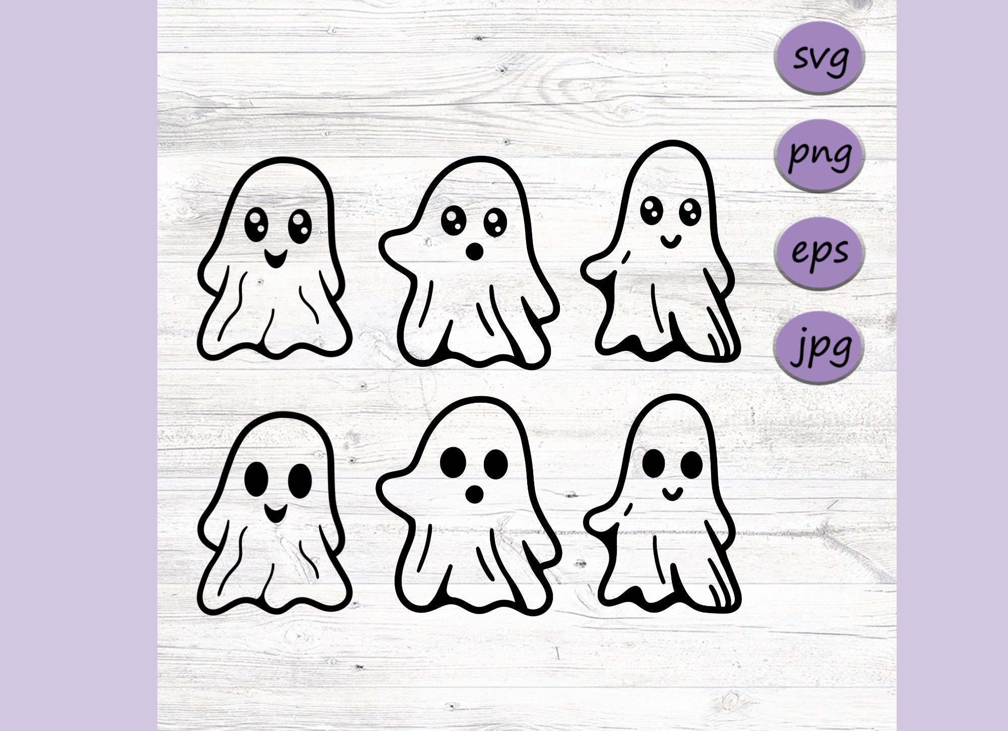 Cute Ghost SVG Cut Files, Ghost Outline, PNG, Spooky SVG - Etsy
