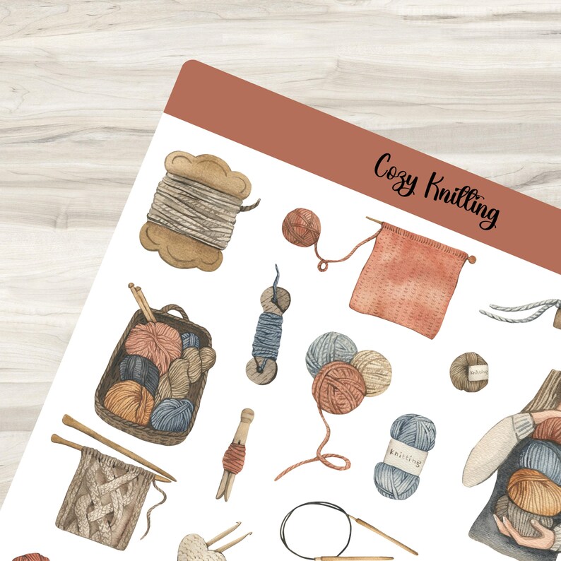 Cozy Knitting Sticker Sheet for Planner, Bujo, Scrapbooking, and ...