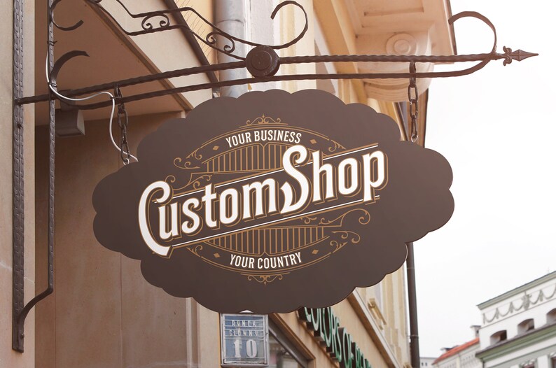 Premade Logo Design Vintage Shop Logo Watermark, Barber Shop, Custom ...