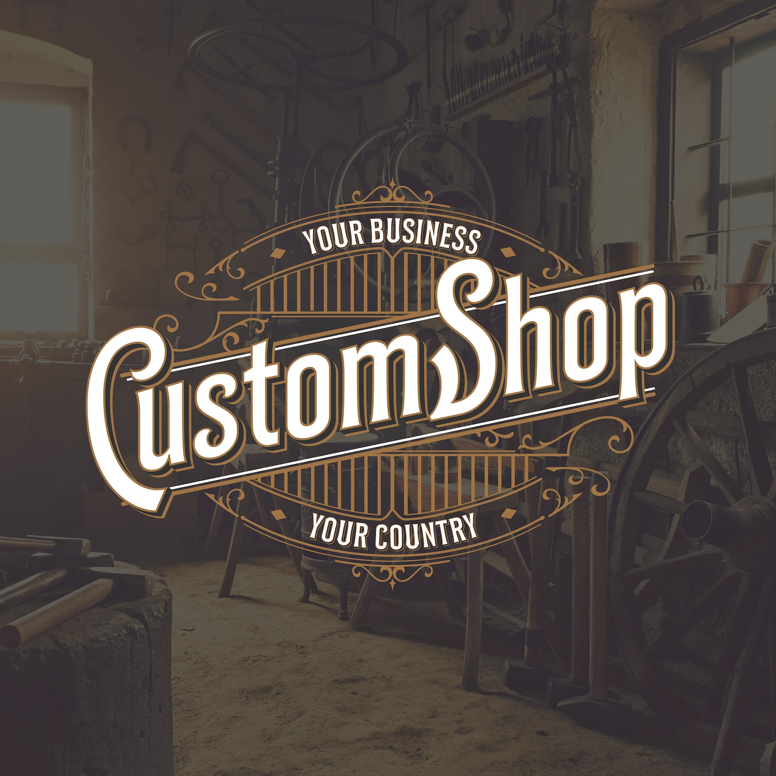 Premade Logo Design Vintage Shop Logo Watermark, Barber Shop, Custom ...