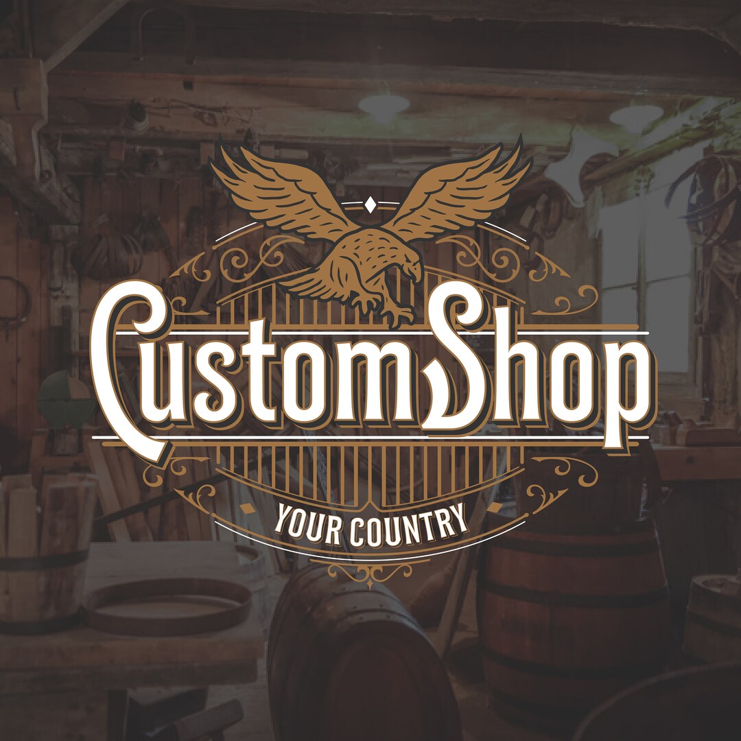 Premade Logo Design Vintage Shop Retro Eagle Logo, Barber Shop, Custom ...