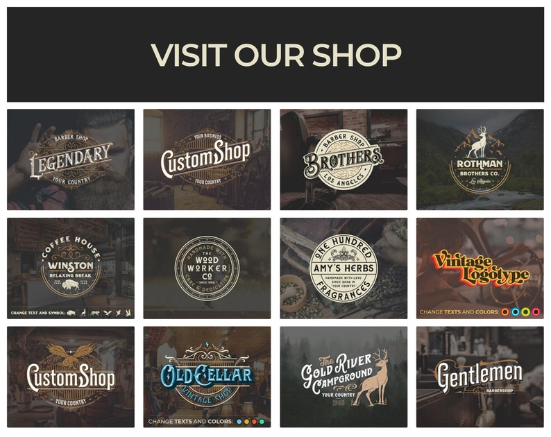 Premade Logo Design, Vintage Shop Watermark, Bar, Pub, Woodworker Logo ...