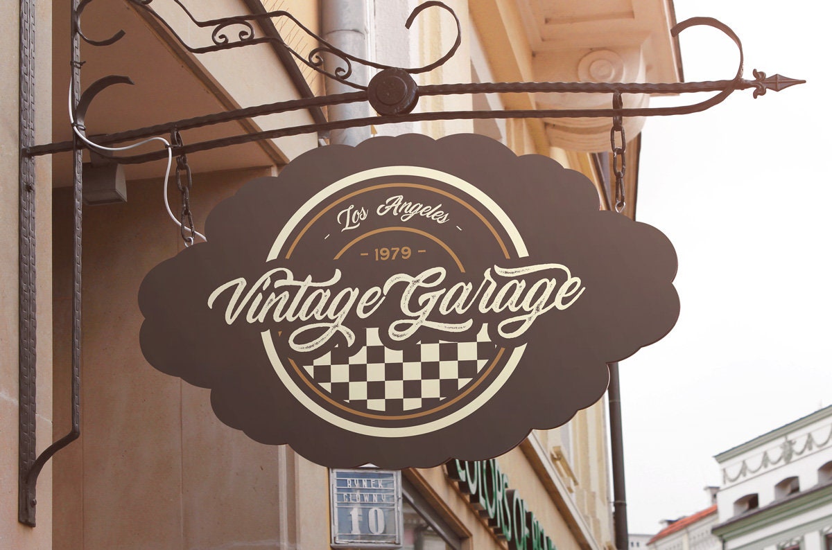 Premade Logo Design, Vintage Garage Shop Watermark, American Diner ...