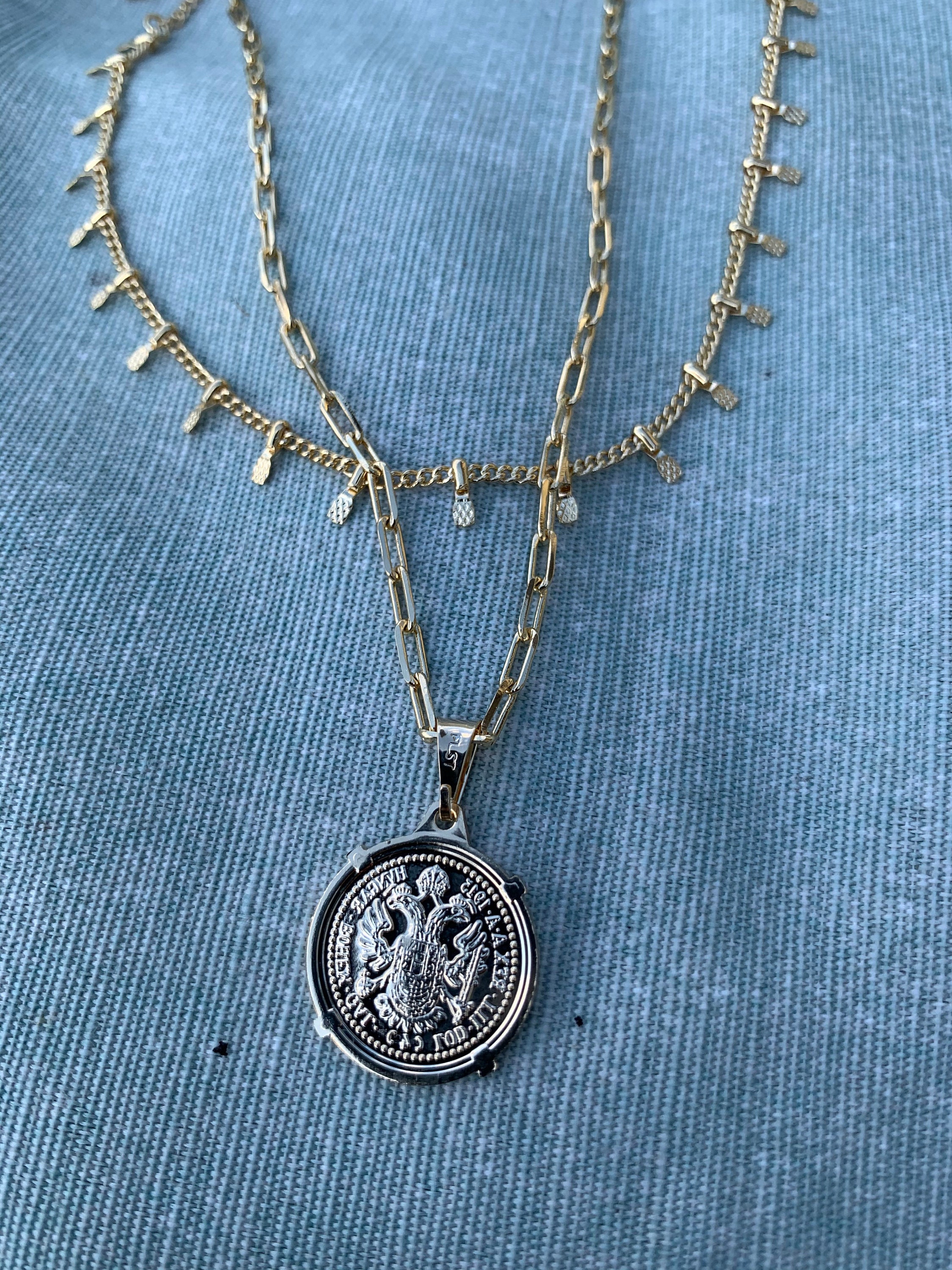 GOLD-FILLED CHOKER Link Necklace With Coin Gold-filled | Etsy