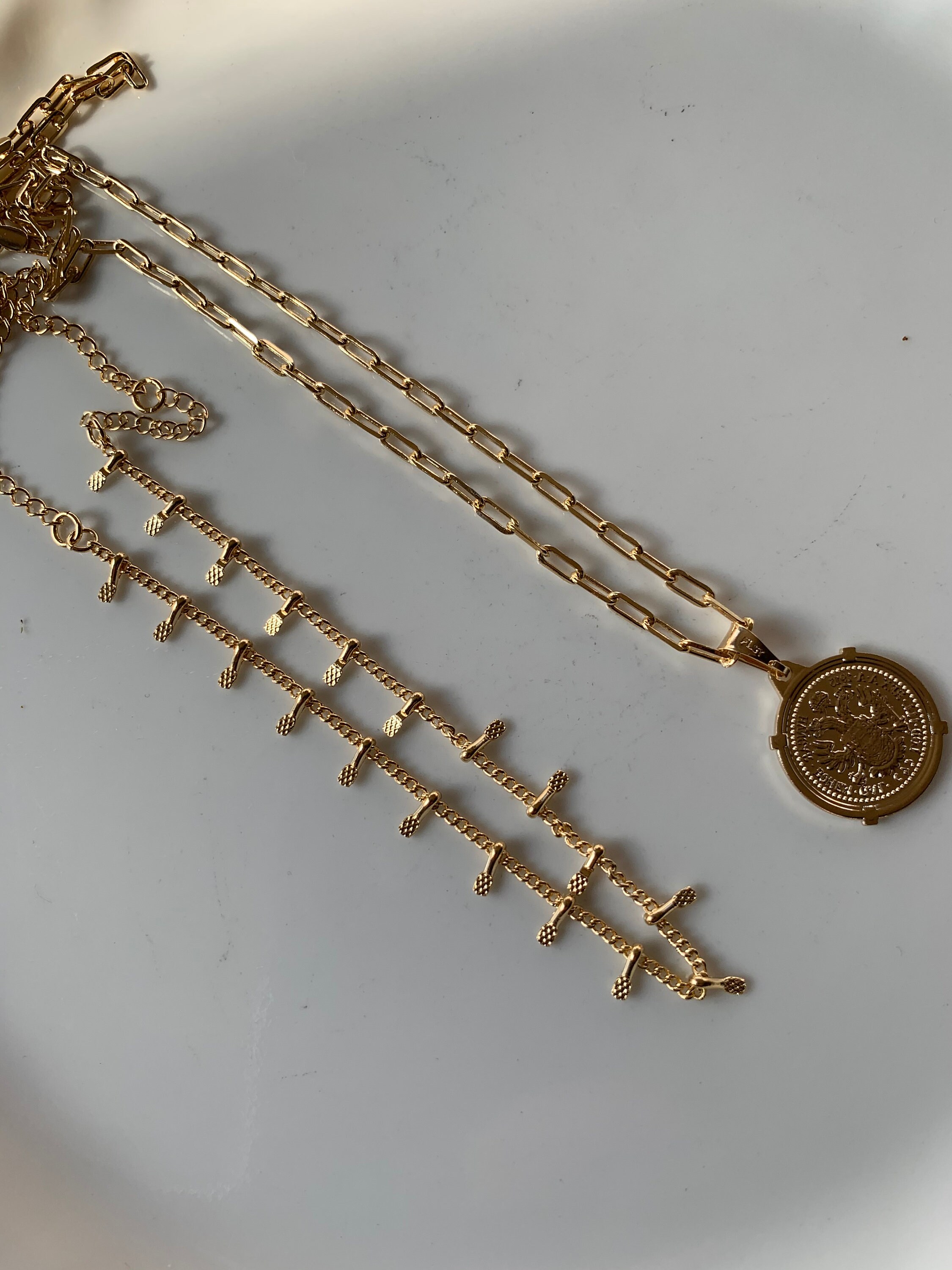 GOLD-FILLED CHOKER Link Necklace With Coin Gold-filled | Etsy