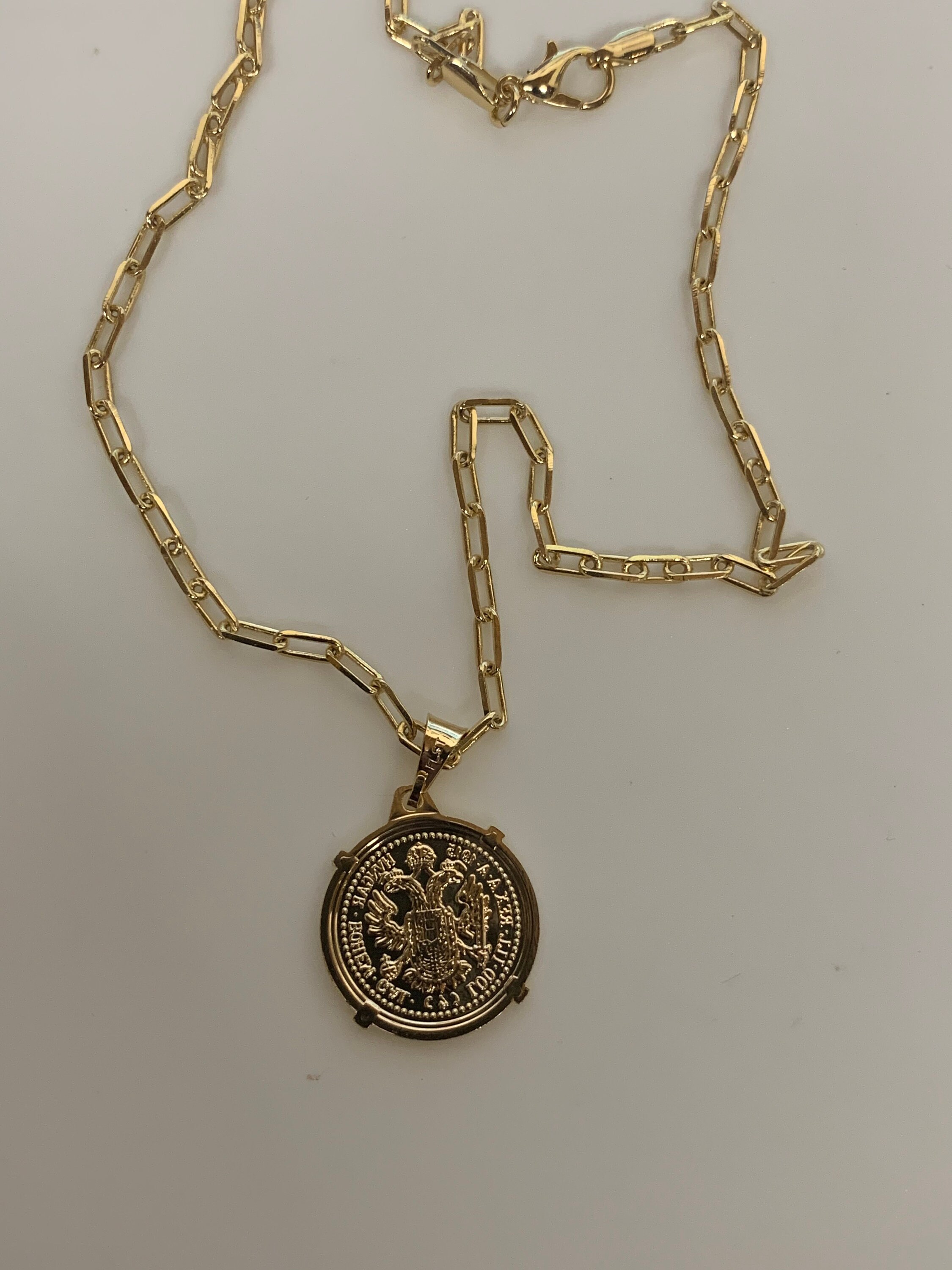 GOLD-FILLED CHOKER Link Necklace With Coin Gold-filled | Etsy