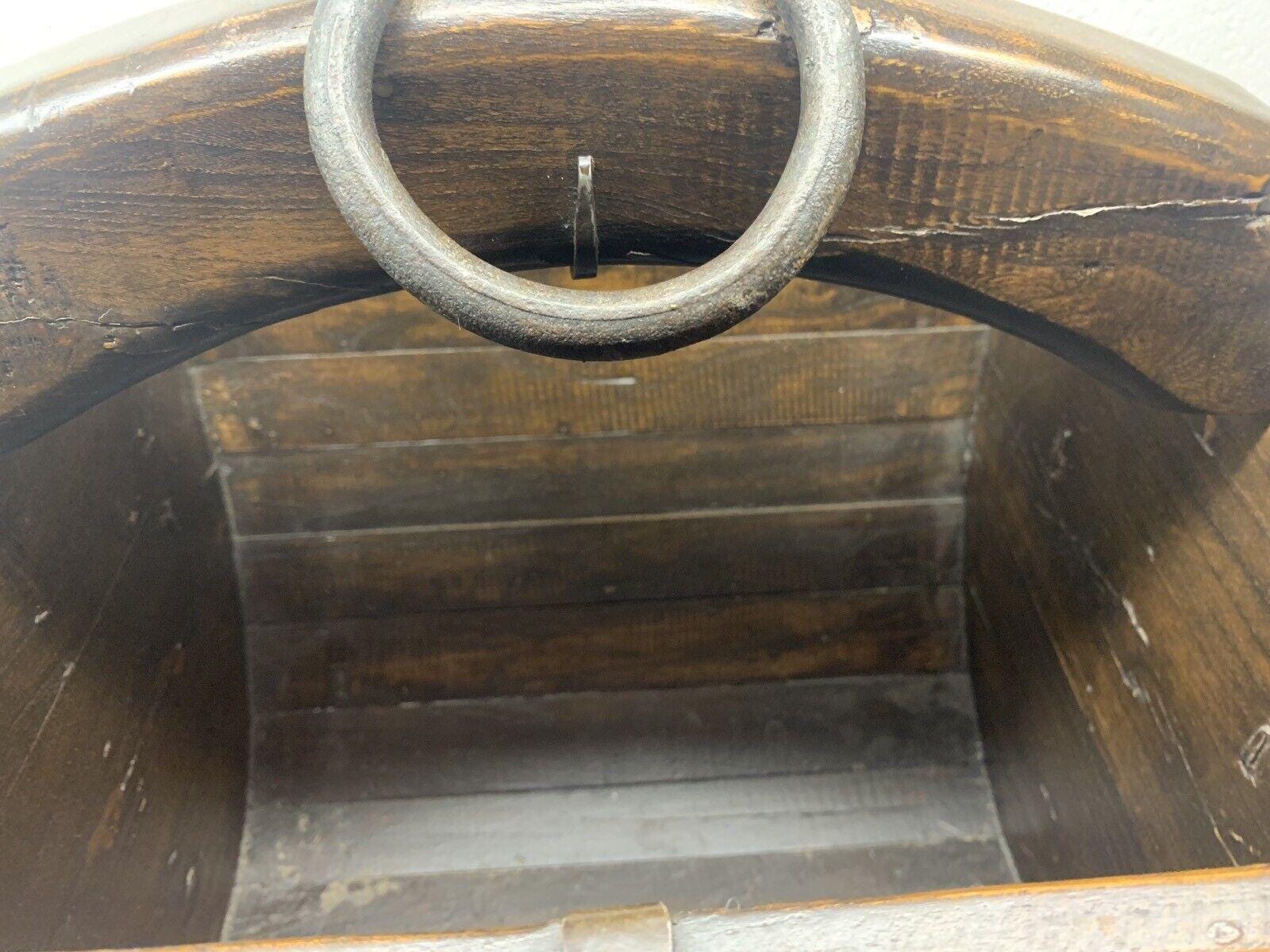 Antique Chinese Rice Bucket Wood Box Magazine Rack Mohagany 20” X 18 ...