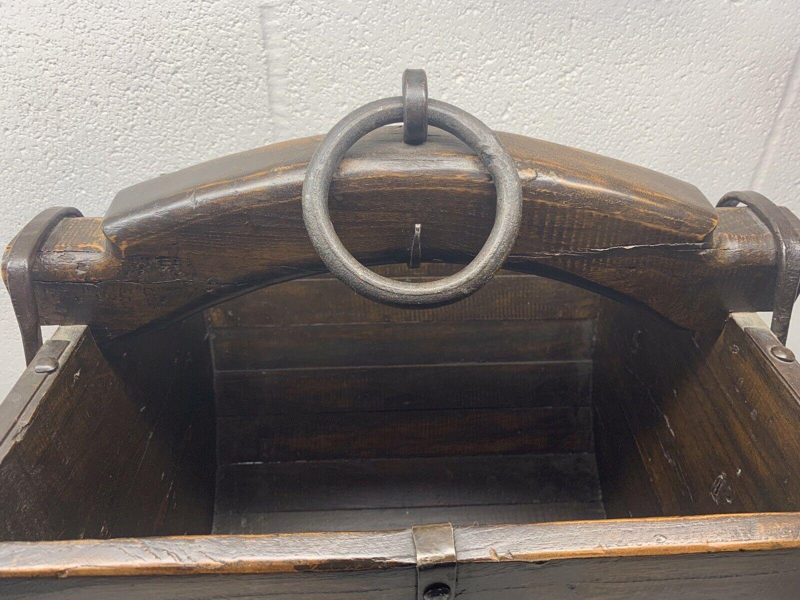 Antique Chinese Rice Bucket Wood Box Magazine Rack Mohagany 20” X 18 ...