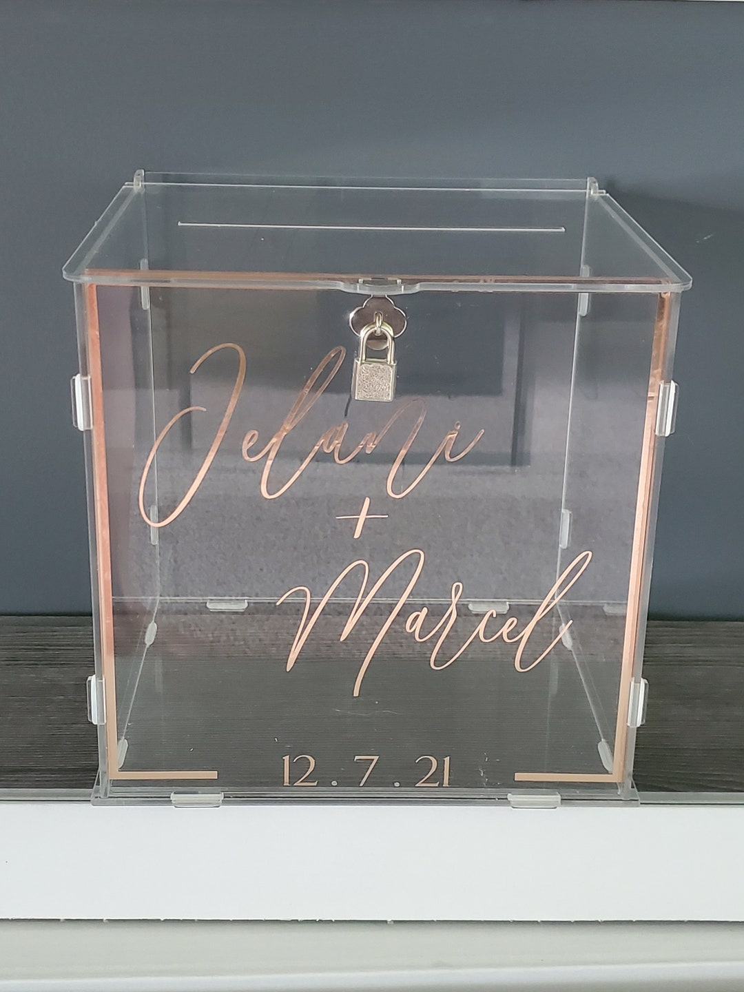 Personalized Acrylic Wedding Card Box With Lock I Locking Wedding Card ...
