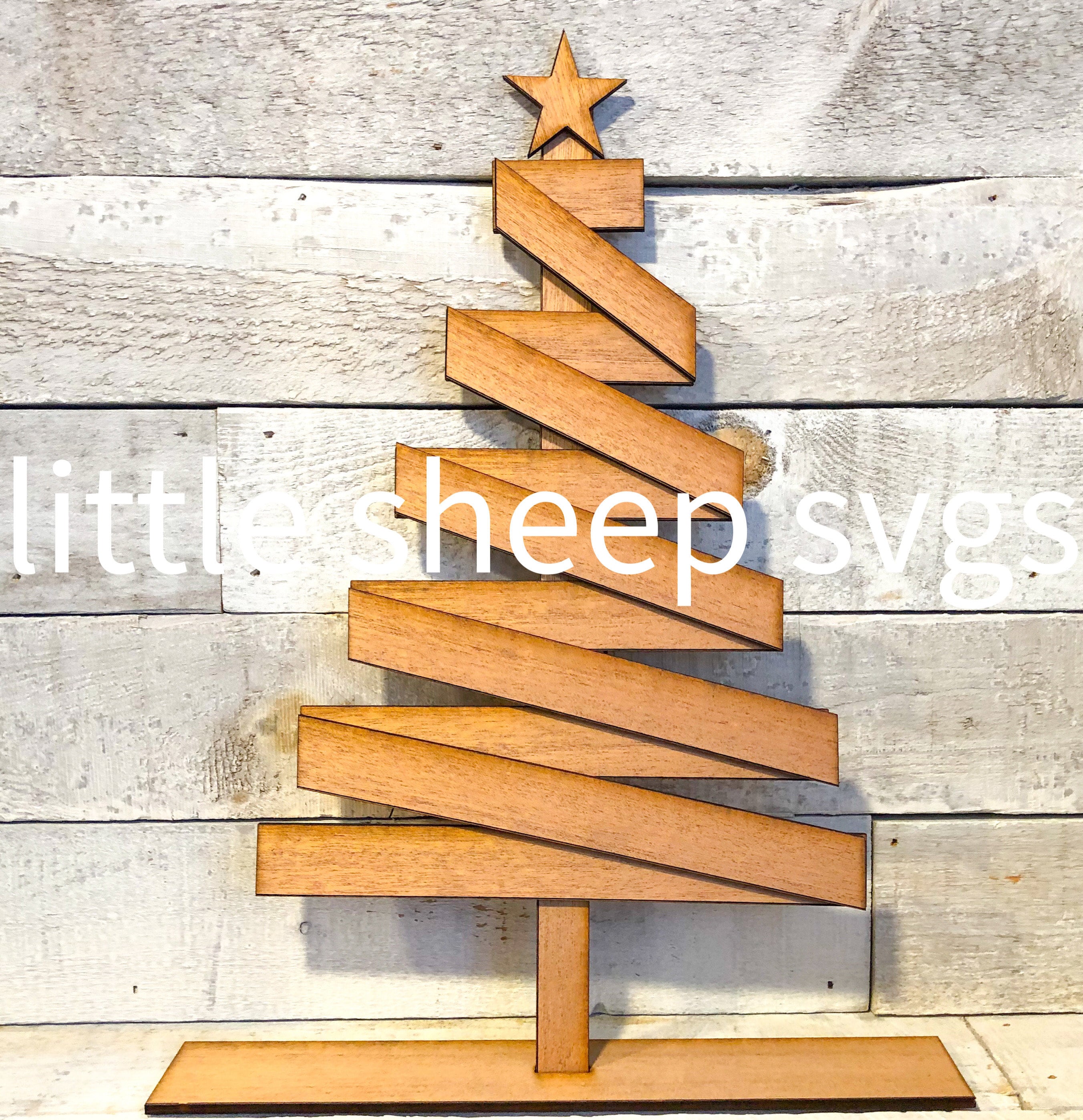Wood Christmas Tree Cut File SVG Easy With Stand for Tabletop - Etsy