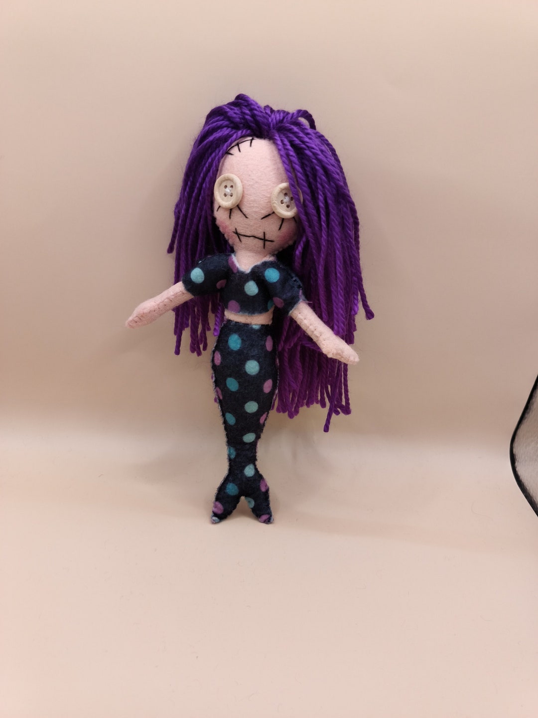 Voodoo Doll Mermaid Sue, Felt Art Doll, Button Eyed Doll - Etsy