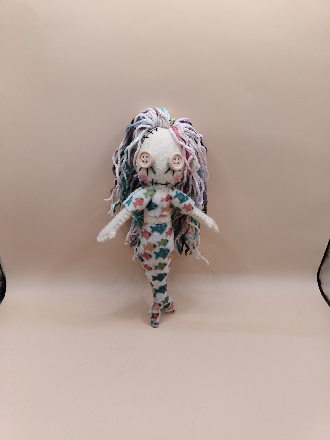 Voodoo Doll Mermaid Gia, Felt Art Doll, Button Eyed Doll - Etsy