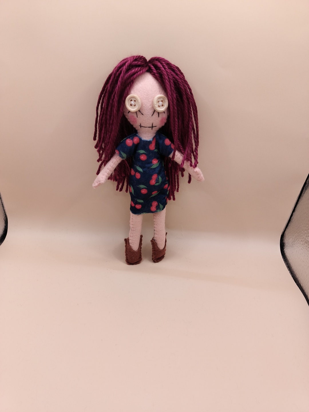 Voodoo Doll Cherry, Felt Art Doll, Button Eyed Doll - Etsy