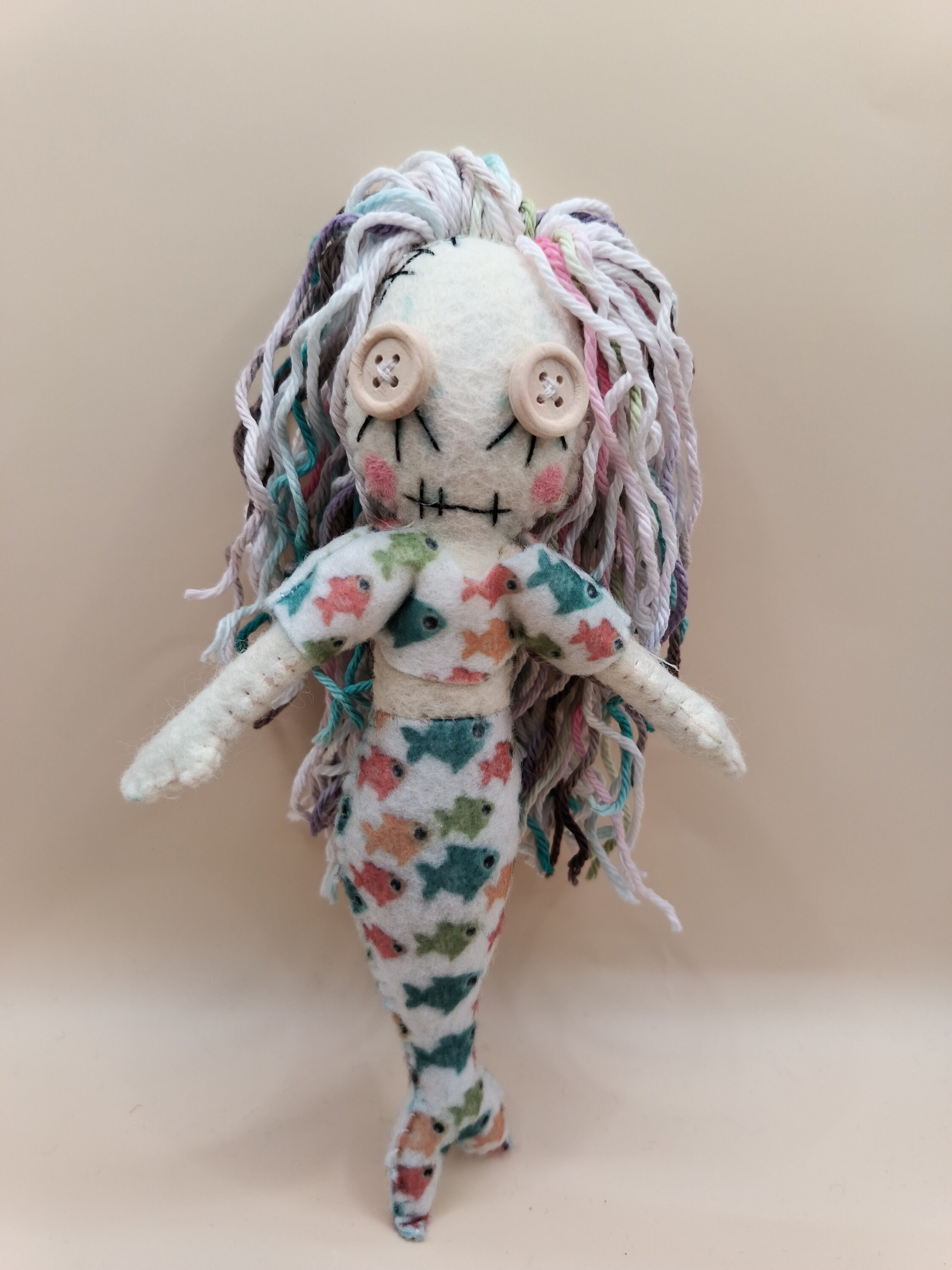 Voodoo Doll Mermaid Gia, Felt Art Doll, Button Eyed Doll - Etsy