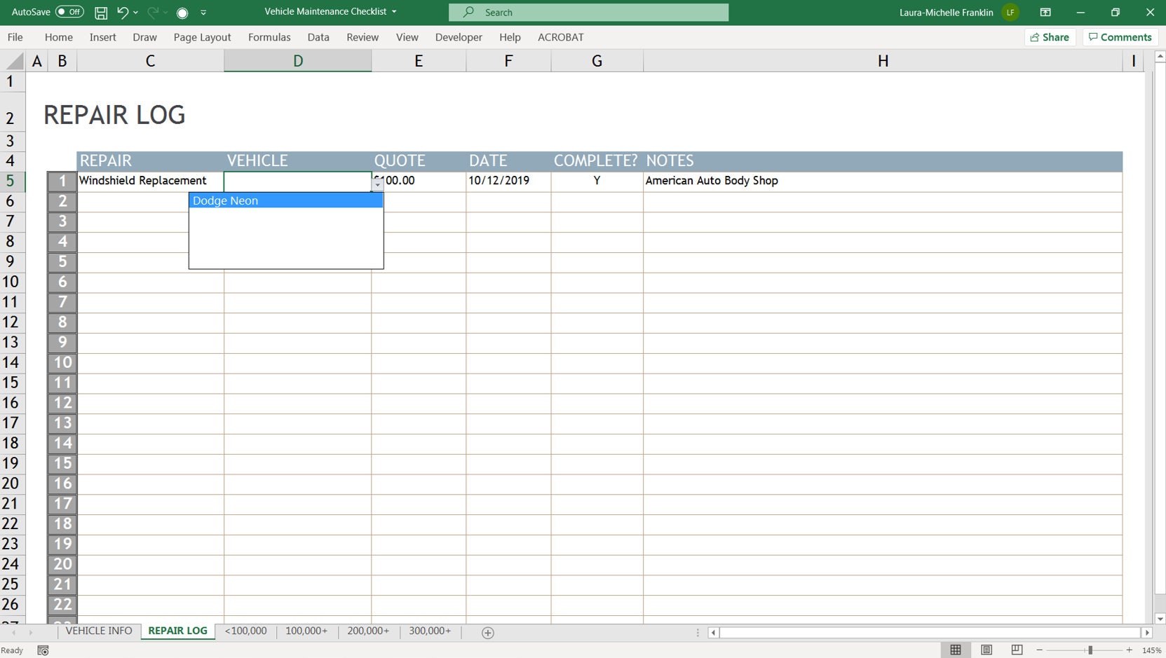 Vehicle Maintenance Schedule, Checklist by Milage, Auto Repair Log ...