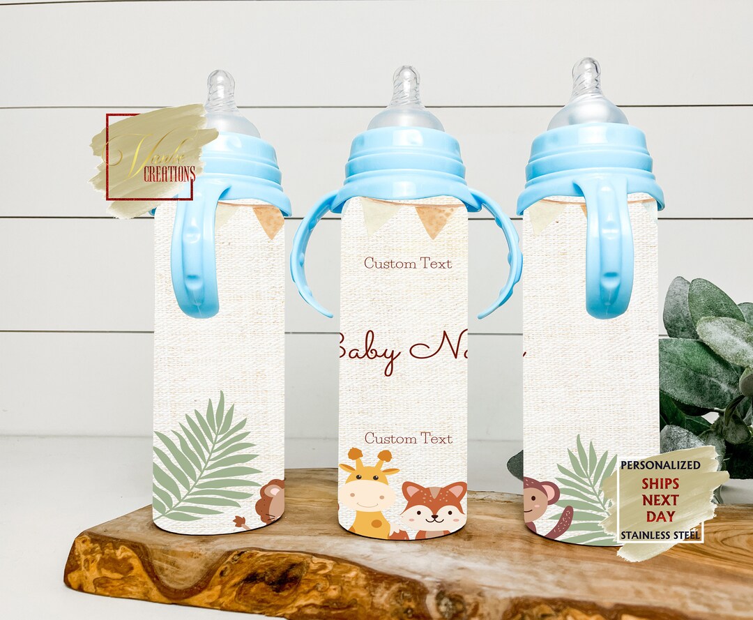 Personalized Safari Baby Bottle: Stainless Steel Newborn Gift - Etsy