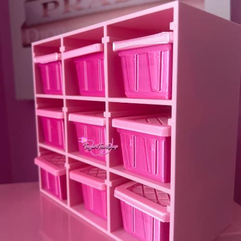 Pink Desk Organizer Set of 9 | Desktop Storage Bins With Shelf ...