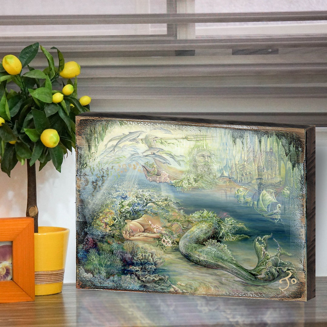 Wood Wall Decor Dreams of Atlantis Fantasy Art by Josephine Wall Beach ...