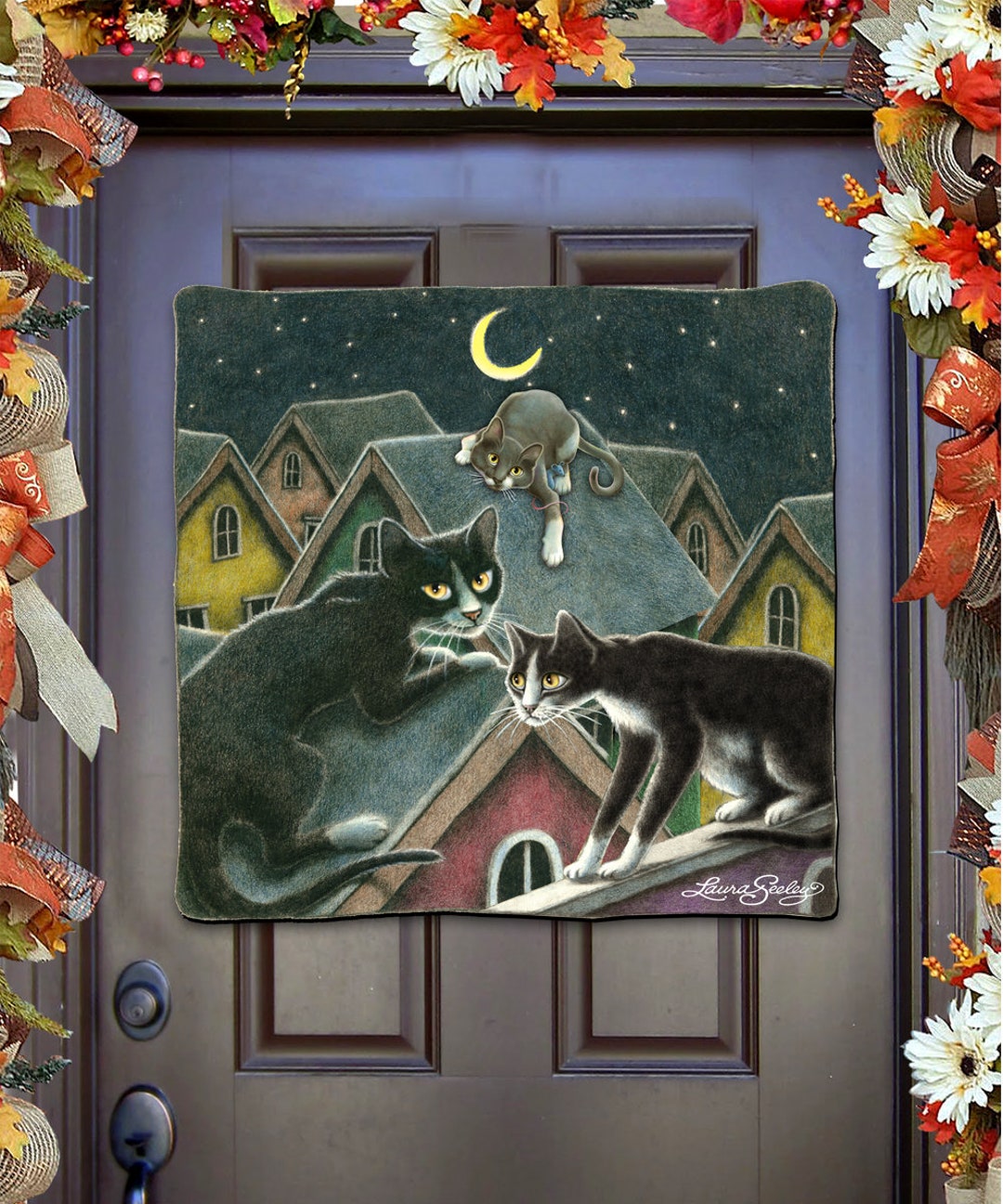 Limited Time Offer Halloween Decor Cat Lovers Home Decor Cat Door Sign ...