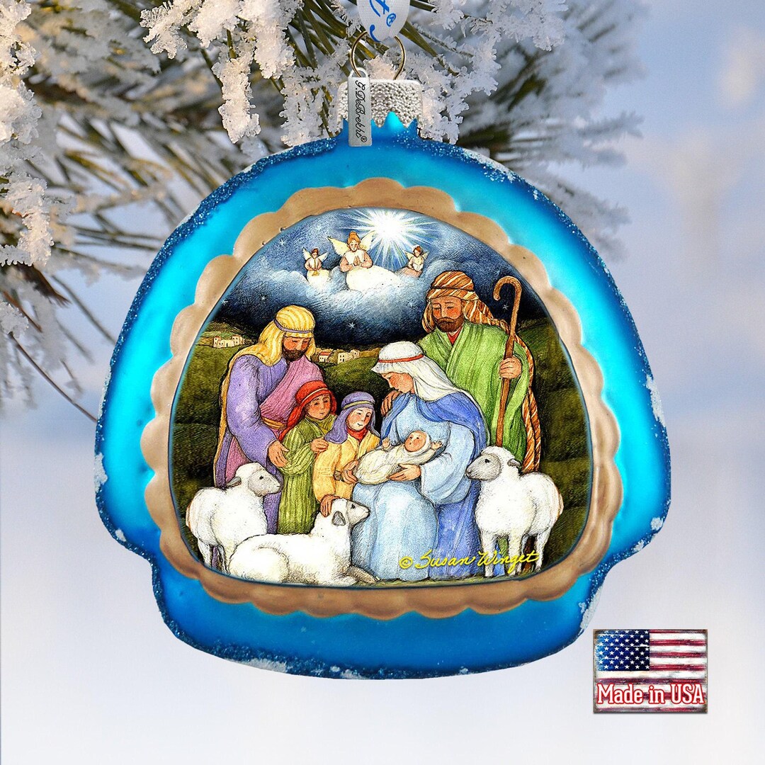 Nativity Holy Night Mercury Glass Handcrafted Ornament Holiday Splendor ...