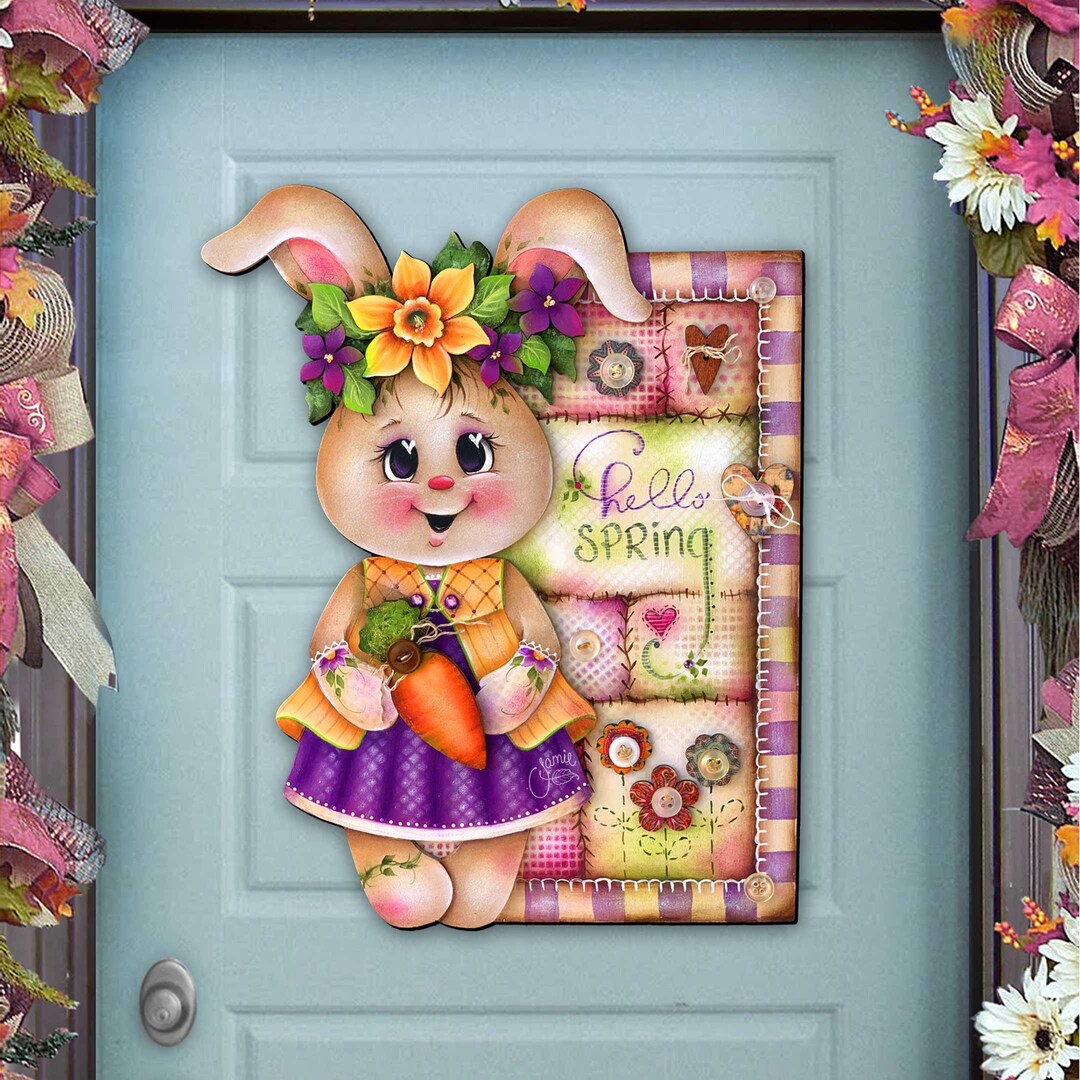 Handcrafted Spring Bunny Front Door Decor Spring Home Decor Easter Gift ...