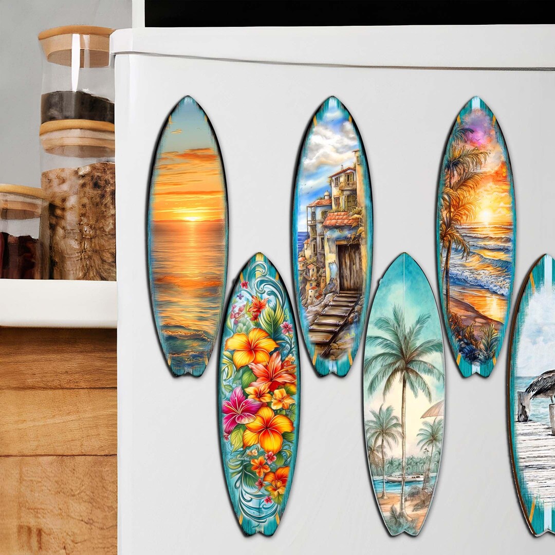 Tropical Surfboards Magnets Gift Set of 6 - Coastal Decor - 8090069G-S6 ...