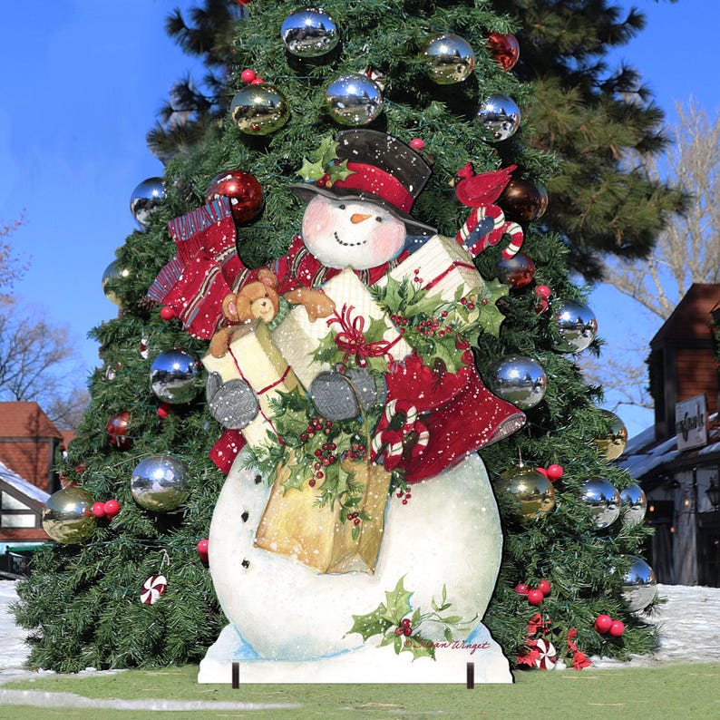 Outdoor Snowman in the Dark Night - Lawn and Yard Christmas Decor Susan ...