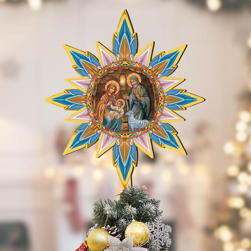 Wood Nativity Tree Topper - Etsy