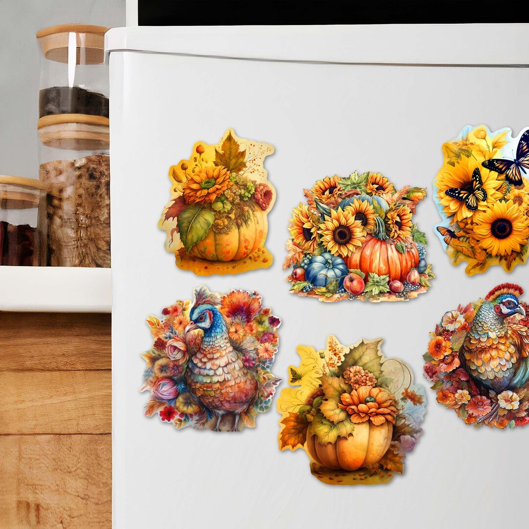 Thanksgiving Magnet Gift Set - Decorative Fall Harvest Magnets - 6 ...