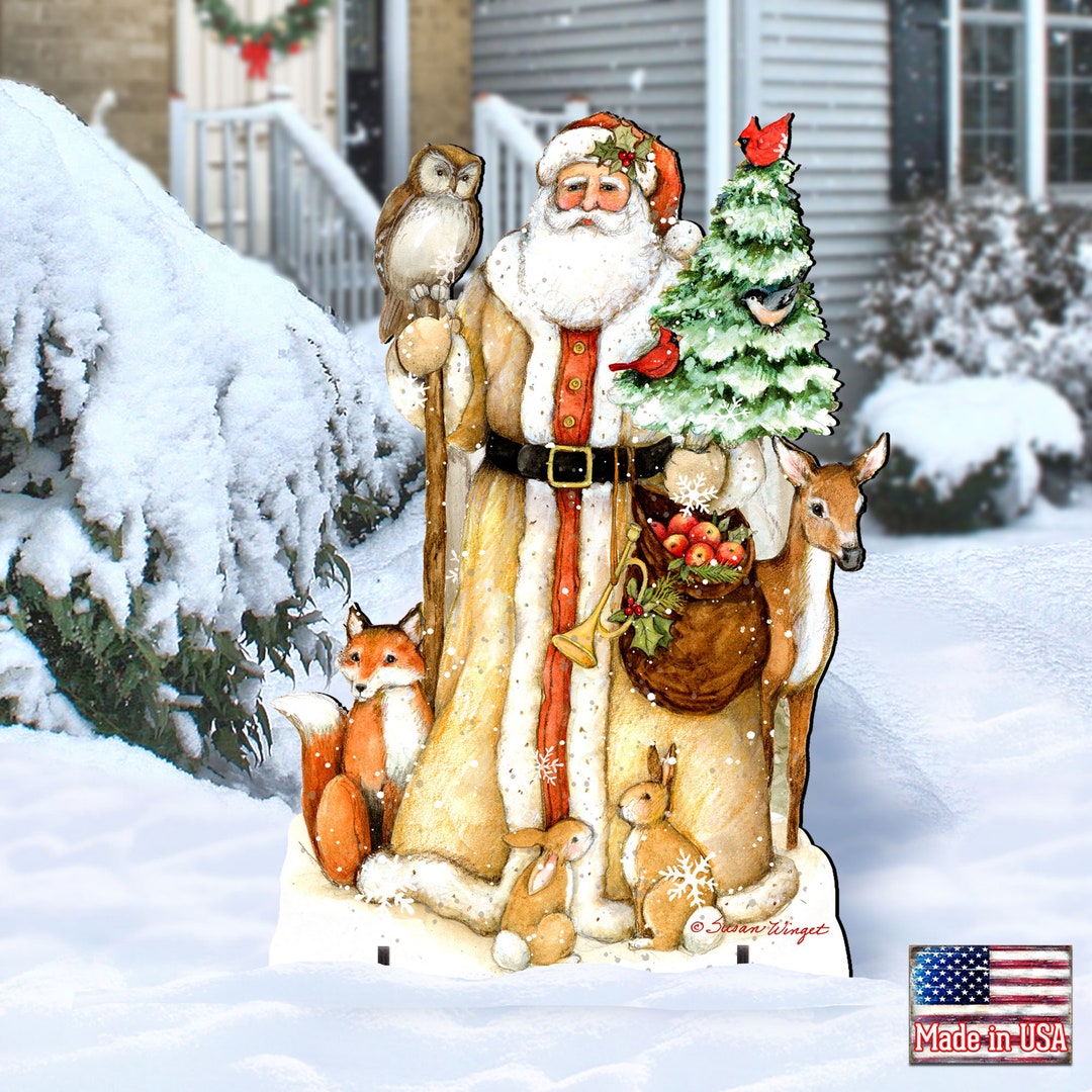 Ivory Santa Outdoor Decor Susan Winget Art Large Outdoor Christmas ...