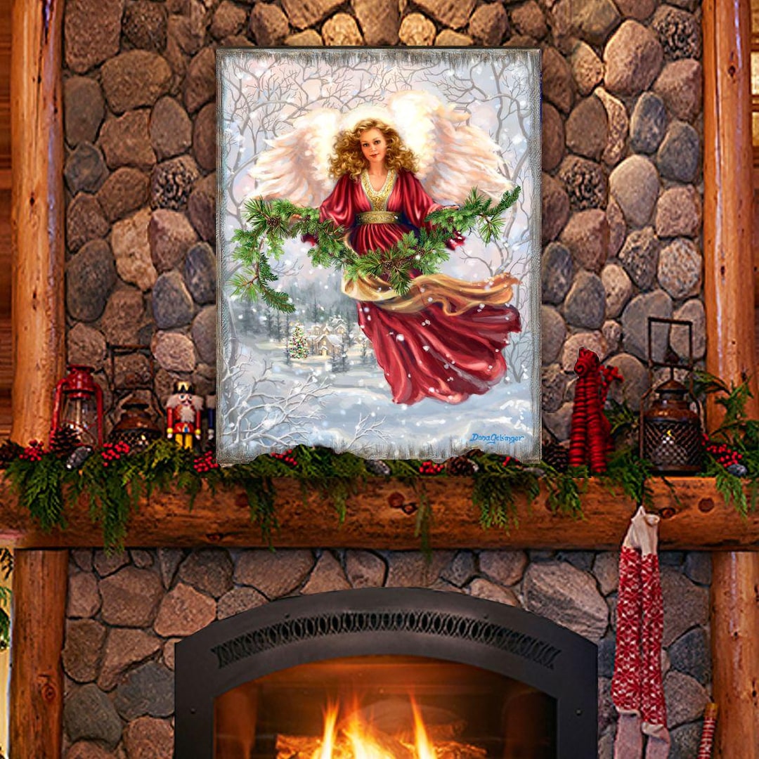 Snowfall Angel Wall Art on Reclaimed Wood Block - Inspirational Decor ...