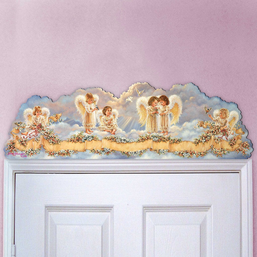 Bless our Heavenly Home Angels Wooden Door Decor Baby Room decoration ...
