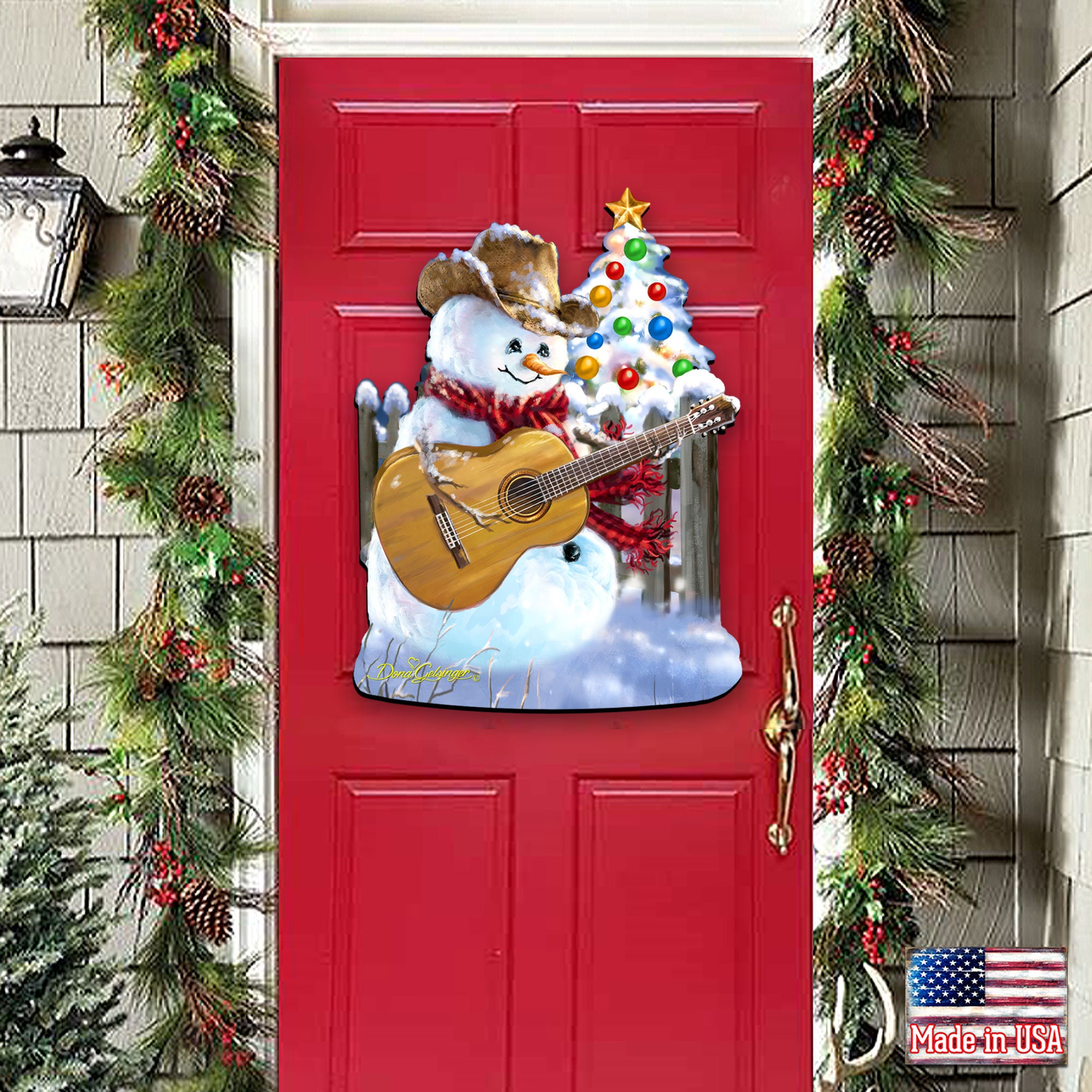 Guitar Rocker Snowman Wall Decor and Door Hanger - Snowman Decorations ...