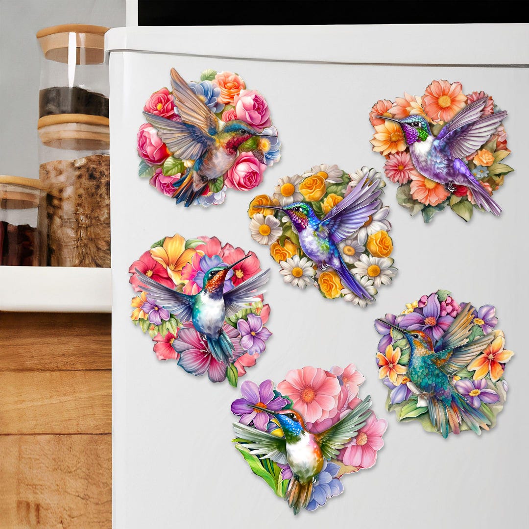 Hummingbird Magnets Gift Set of 6 - Wildlife Décor - Holiday Decor ...