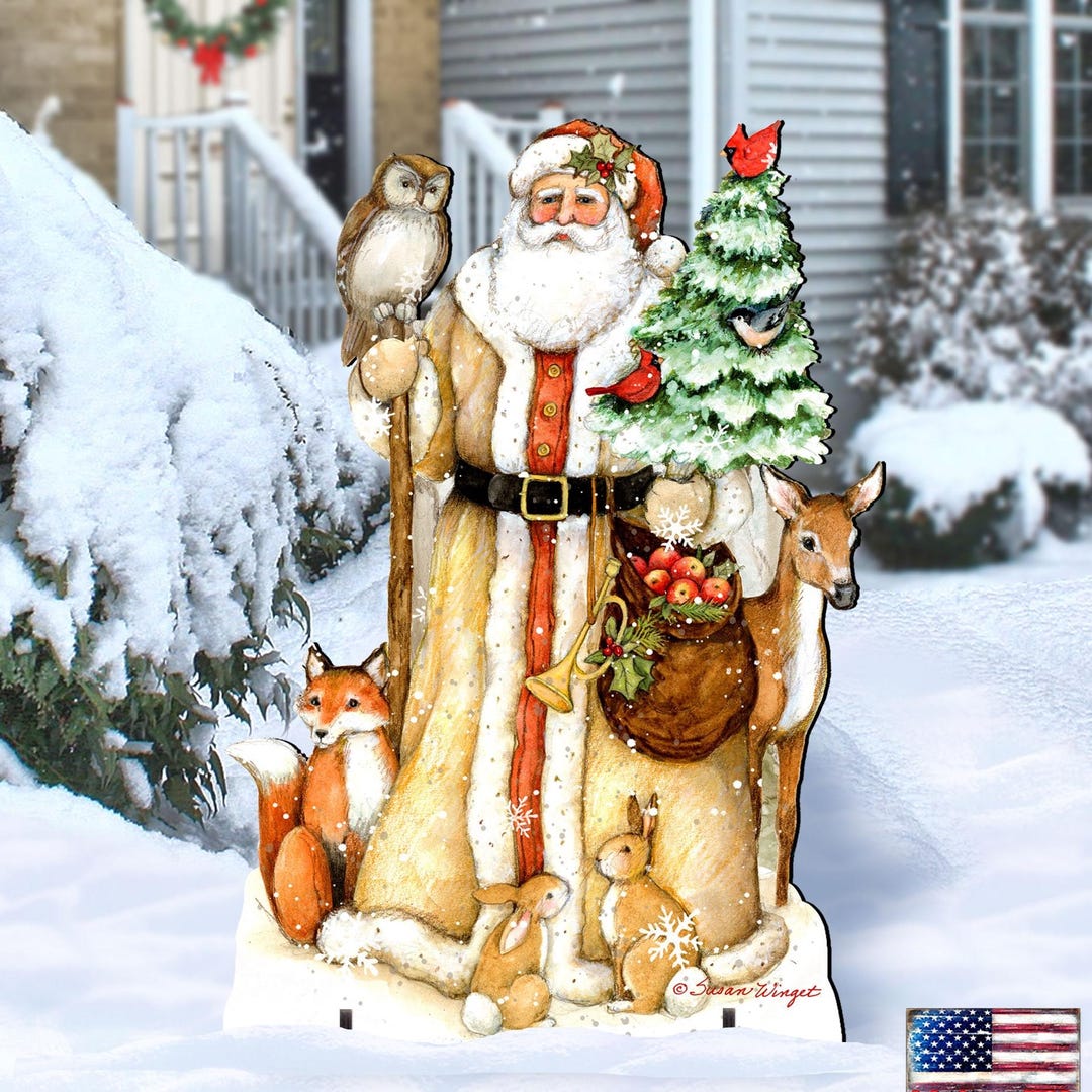 Ivory Santa Outdoor Decor Susan Winget Art - Large Outdoor Christmas ...