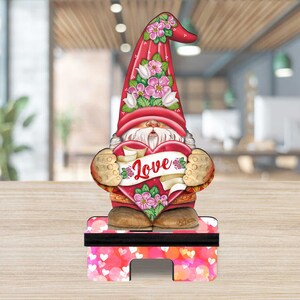 Cell Phone Stand Love Gnome Phone Stand Family Décor Wood Mobile Tablet ...