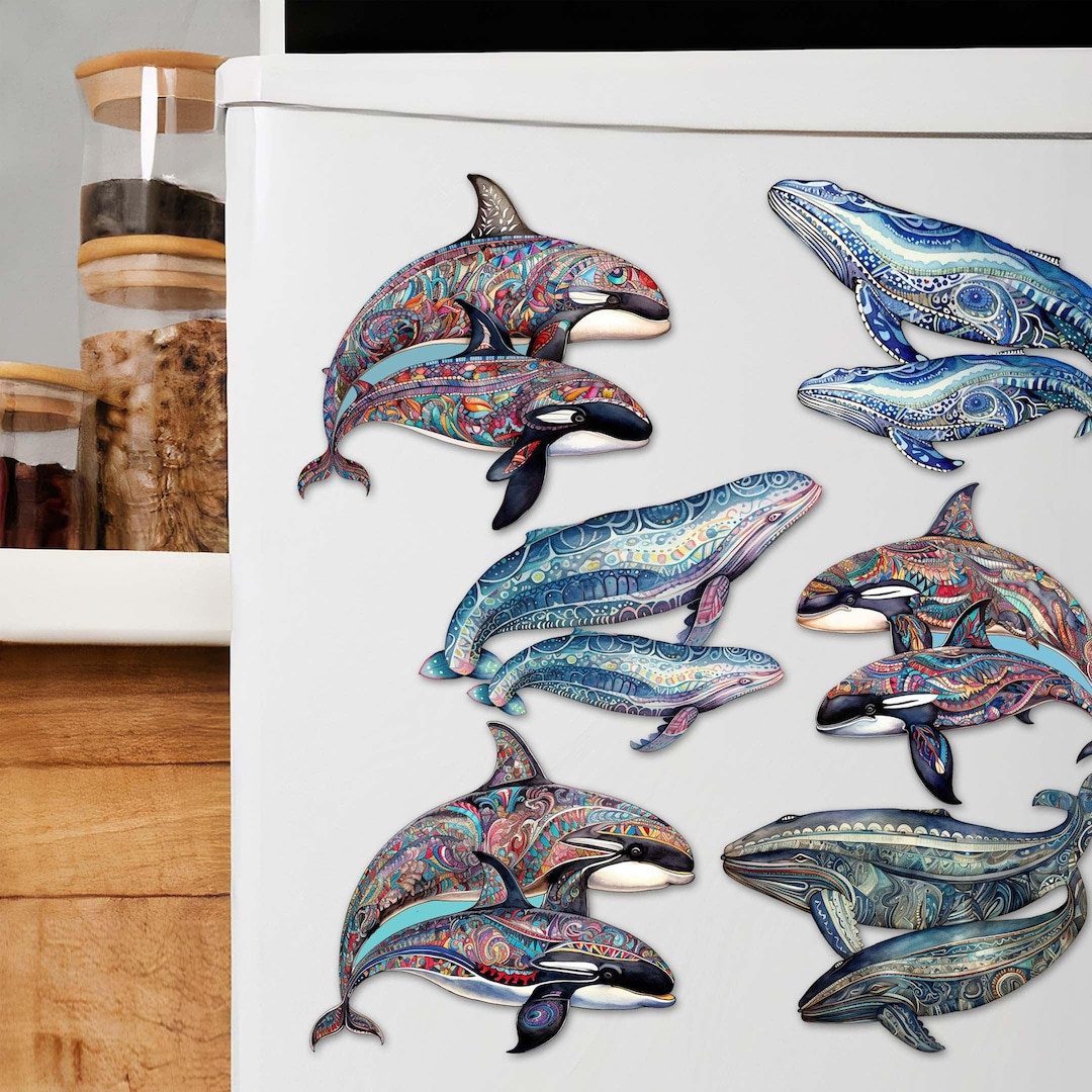 Whale-themed Magnet Gift Set of 6 - Wildlife Decor - 8090107G-S6 ...
