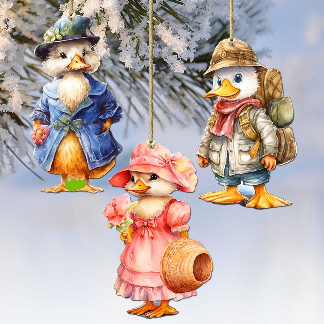 Easter Duck Set of Three Decorative Ornaments - 8091043-S3 - Christmas ...