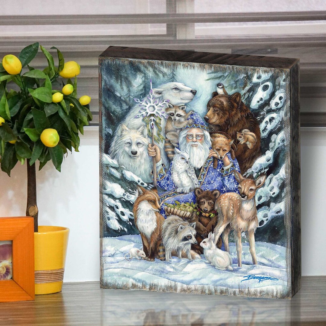 Cool Winds Father Winter Wooden Block Wall Art - Christmas Decor Jody ...
