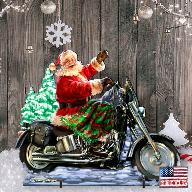 Biker Santa Outdoor Christmas Decor Santa Motorcycle Rider | Etsy