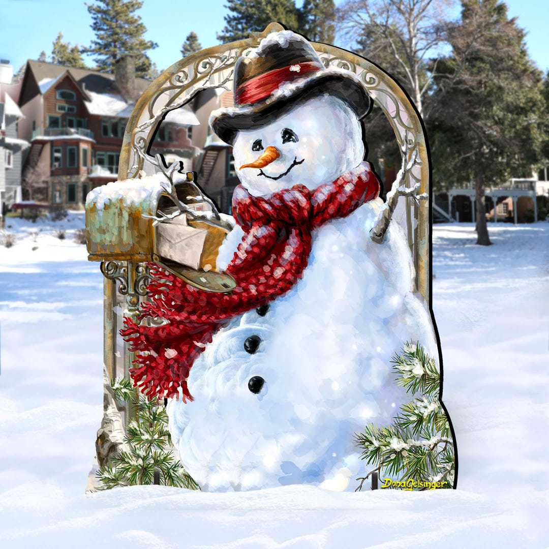 Seasons Greetings Snowman Outdoor Holiday Decor Dona Gelsinger Art ...
