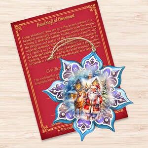 Santa With Reindeer Snowflake Ornament - Christmas Santa and Snowman ...