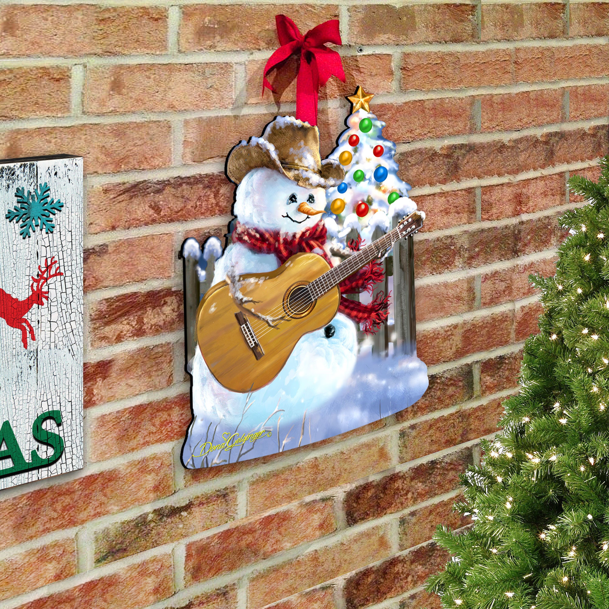 Guitar Rocker Snowman Wall Decor and Door Hanger - Snowman Decorations ...