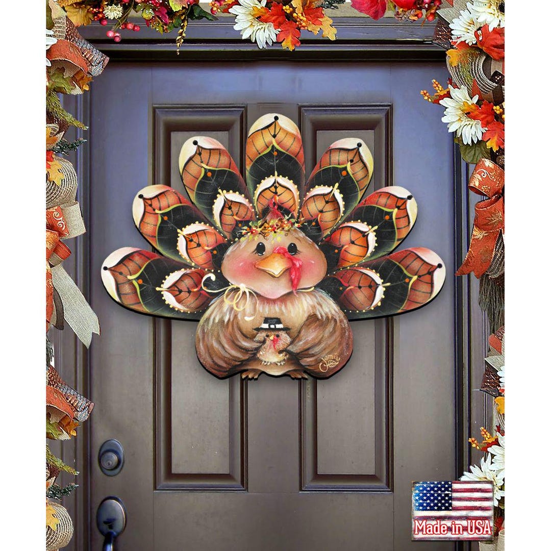 Be Thankful Turkey Sitter Door Decor by J. Mills-price - Handcrafted ...