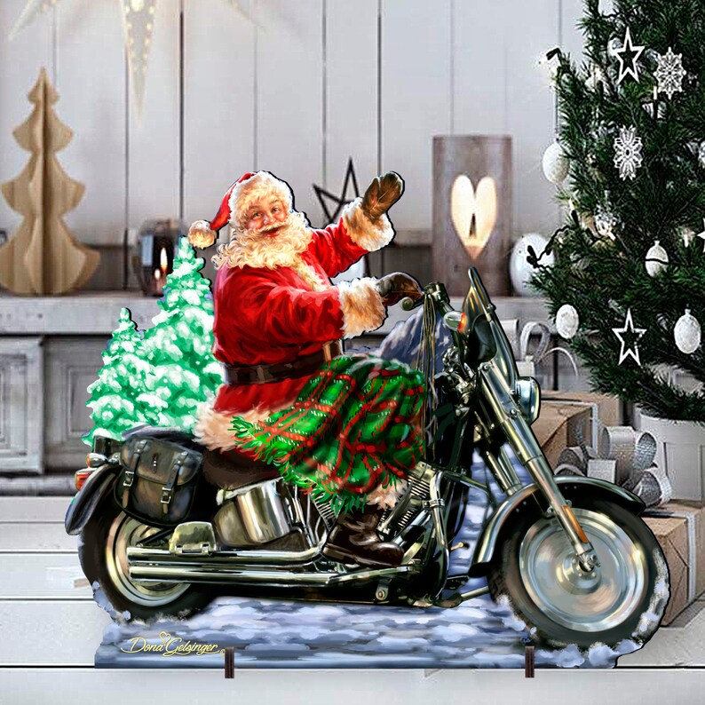 Biker Santa Outdoor Christmas Decor Santa Motorcycle Rider | Etsy