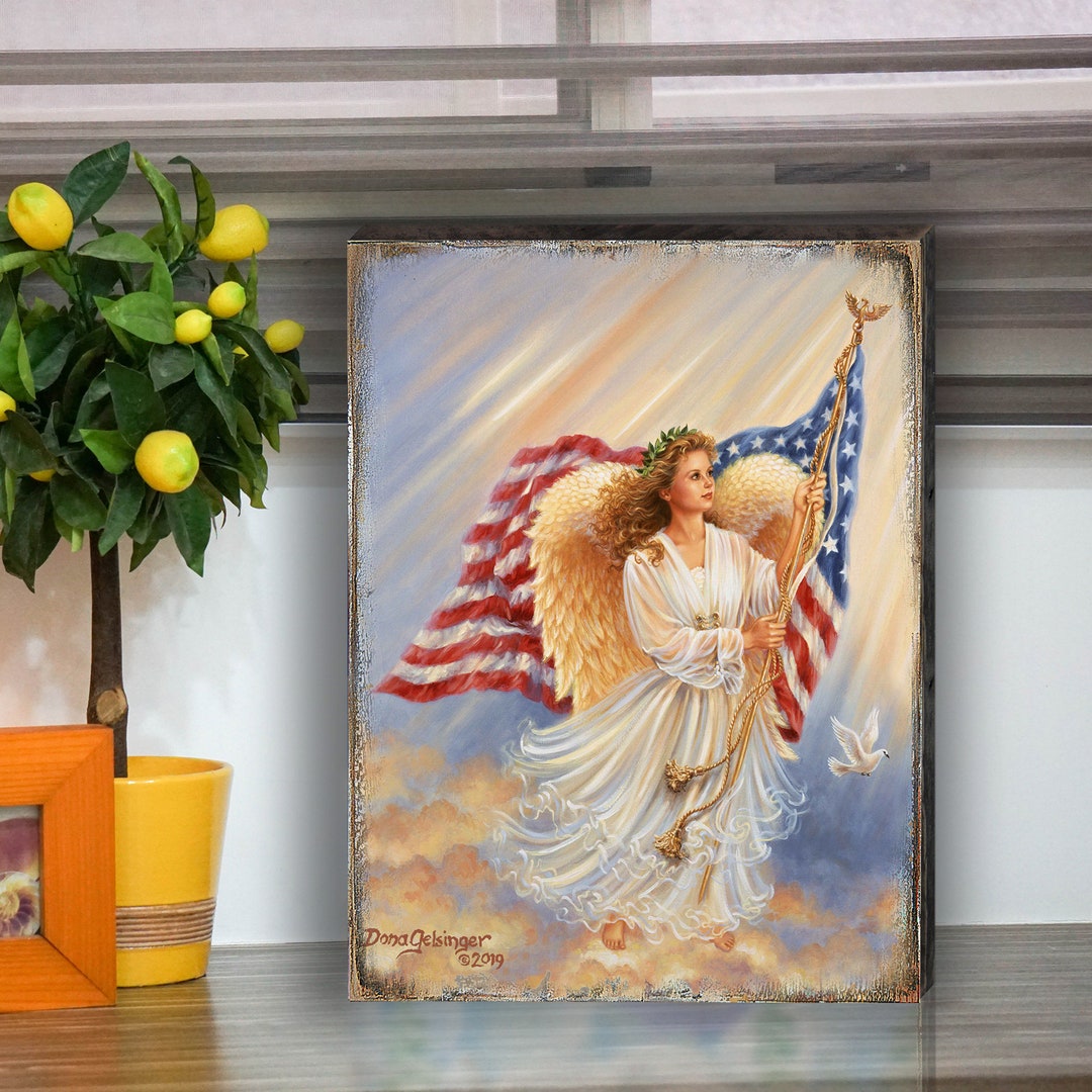 American Angel Patriotic Wall Art - 4th of July Wall Decor - Angel With ...