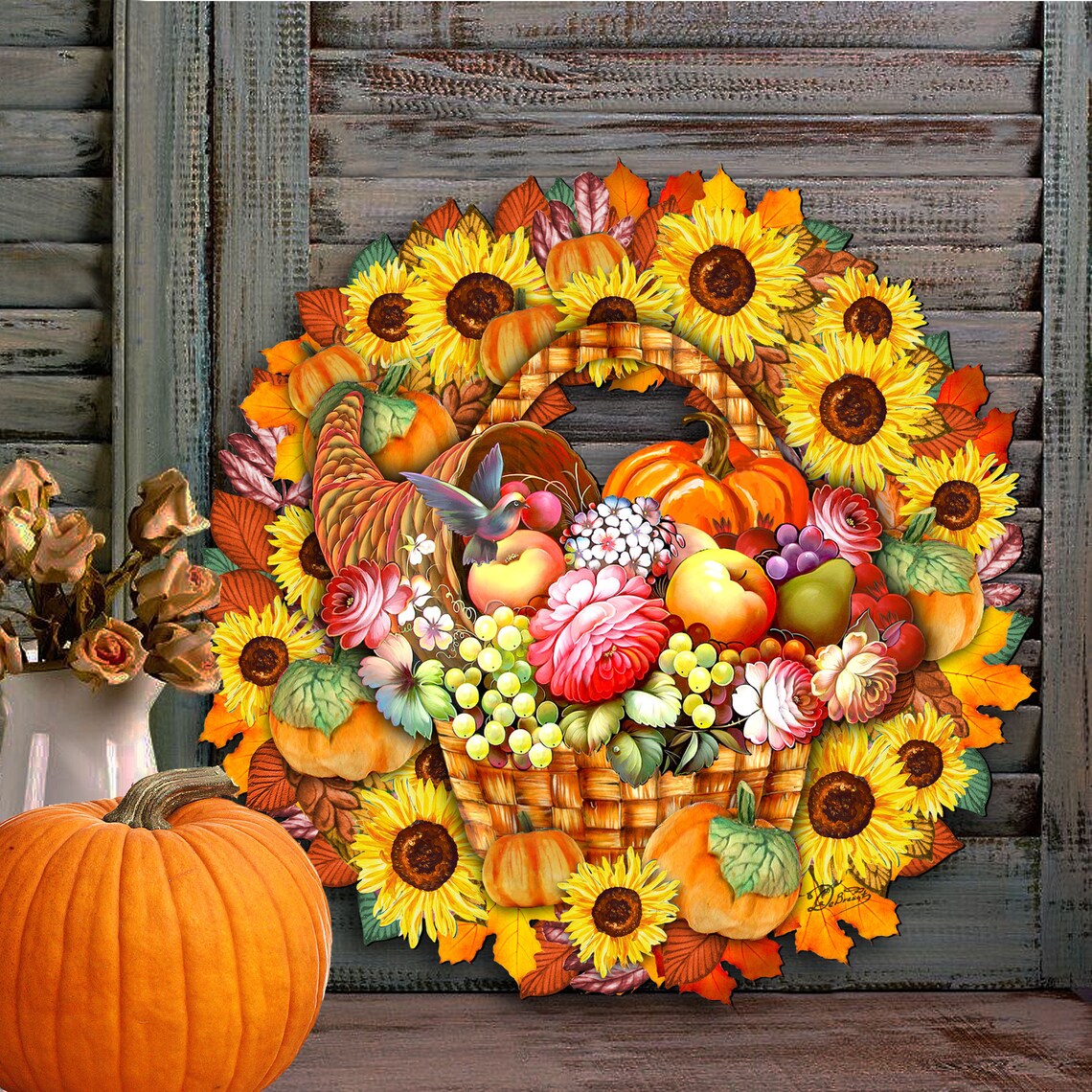 Fall Décor Fall Wreath Thanksgiving decorations Cornucopia | Etsy