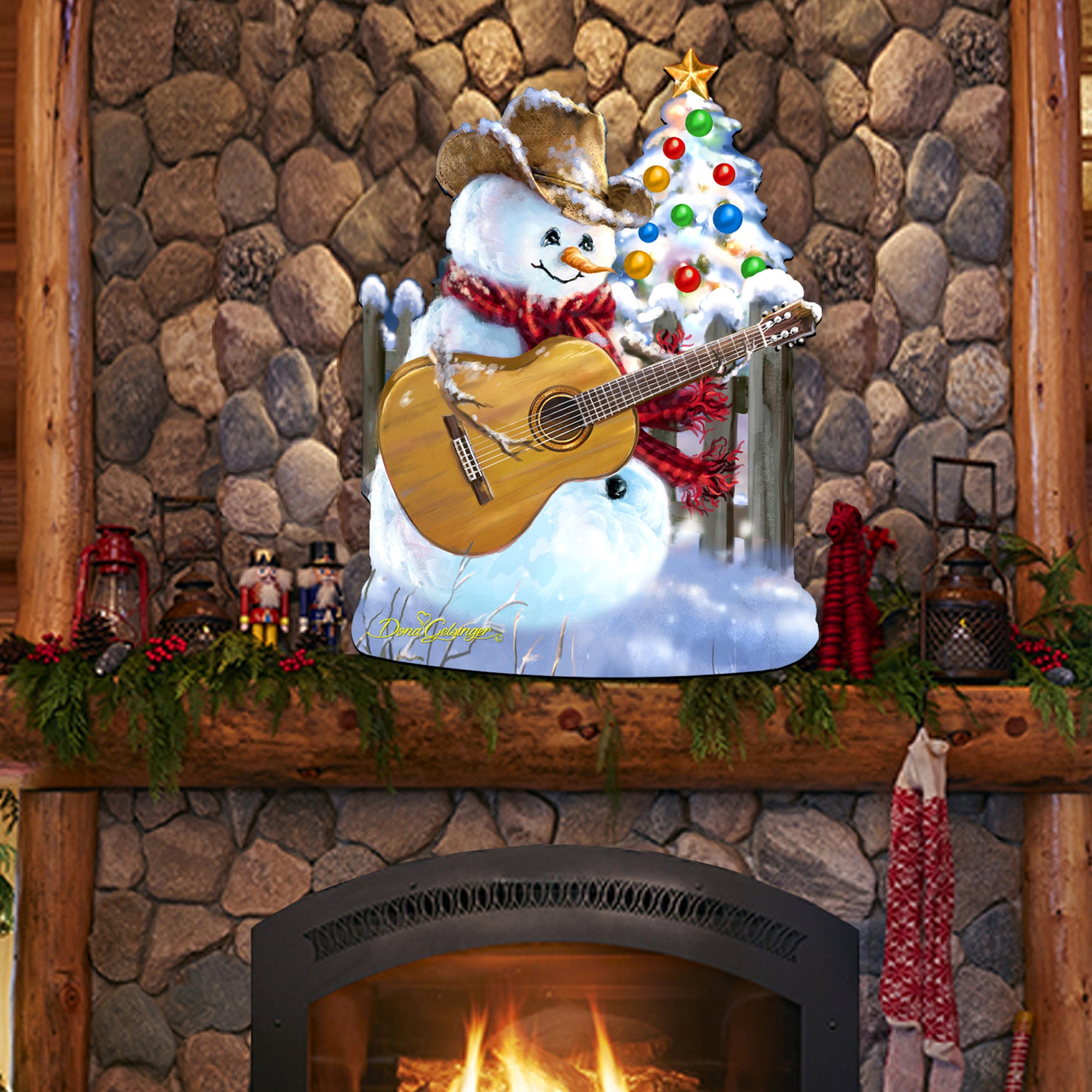 Guitar Rocker Snowman Wall Decor and Door Hanger - Snowman Decorations ...